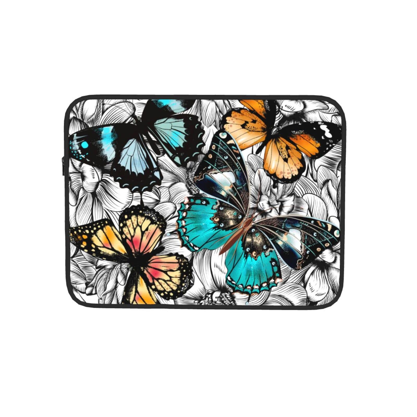 Beautiful Butterflies Flowers Vintage 13 inch Portable Laptop Sleeve Compatible with MacBook Air Notebook Computer Case for Men Women College School Students