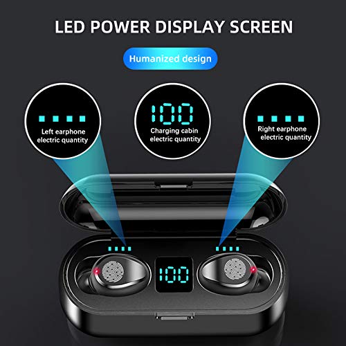 MauiNalu Superior Sound True Wireless Stereo Bluetooth 5.0 Earphone, LED Display 2000Mah Charging Case, Built-in Microphone for Calls, Gaming, and Voice Command, IPX-7 Waterproof w/4Hrs Playtime