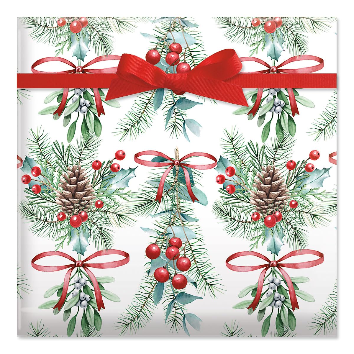 Current Under The Mistletoe Christmas Rolled Wrapping Paper - Premium Jumbo 23-Inch x 32-Foot Gift Wrap Roll, 61 Square Feet Total