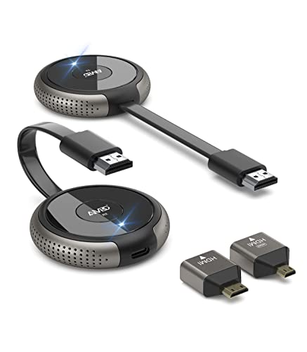 Wireless HDMI Transmitter and Receiver 2 Sets, TIMBOOTECH Casting 4K 5G Stable Signal Video/Audio Wireless HDMI Extender Kit for PC, Laptop, Camera, Blu-ray, Netfix, PS5 to Monitor, Projector, HDTV