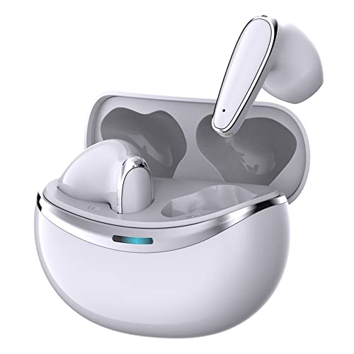 SHINDAY X18 Wireless TWS in-Ear 4 Microphones Stereo Earbuds Bluetooth Headphones Advanced Active Noise Cancellation Touch Control Compatible with Apple Andriod Microsoft Wireless Charging White