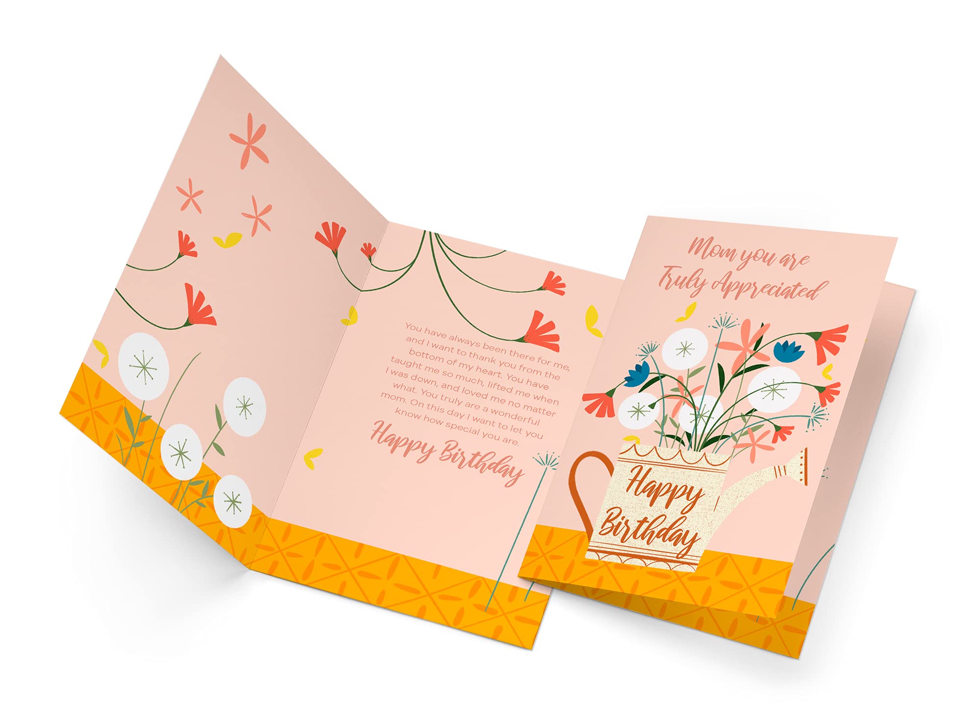 Prime Greetings Happy Birthday Card For Mom, Made in America, Eco-Friendly, Thick Card Stock with Premium Envelope 5in x 7.75in, Packaged in Protective Mailer