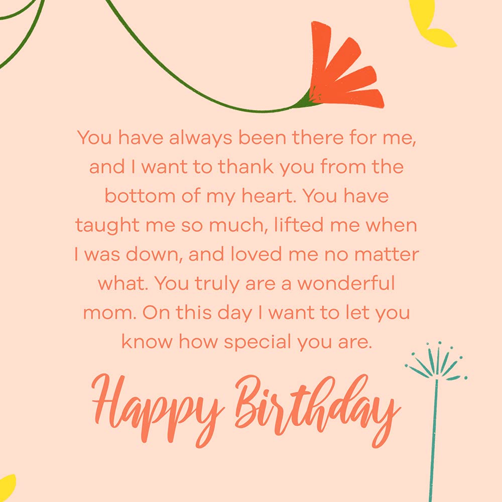 Prime Greetings Happy Birthday Card For Mom, Made in America, Eco-Friendly, Thick Card Stock with Premium Envelope 5in x 7.75in, Packaged in Protective Mailer