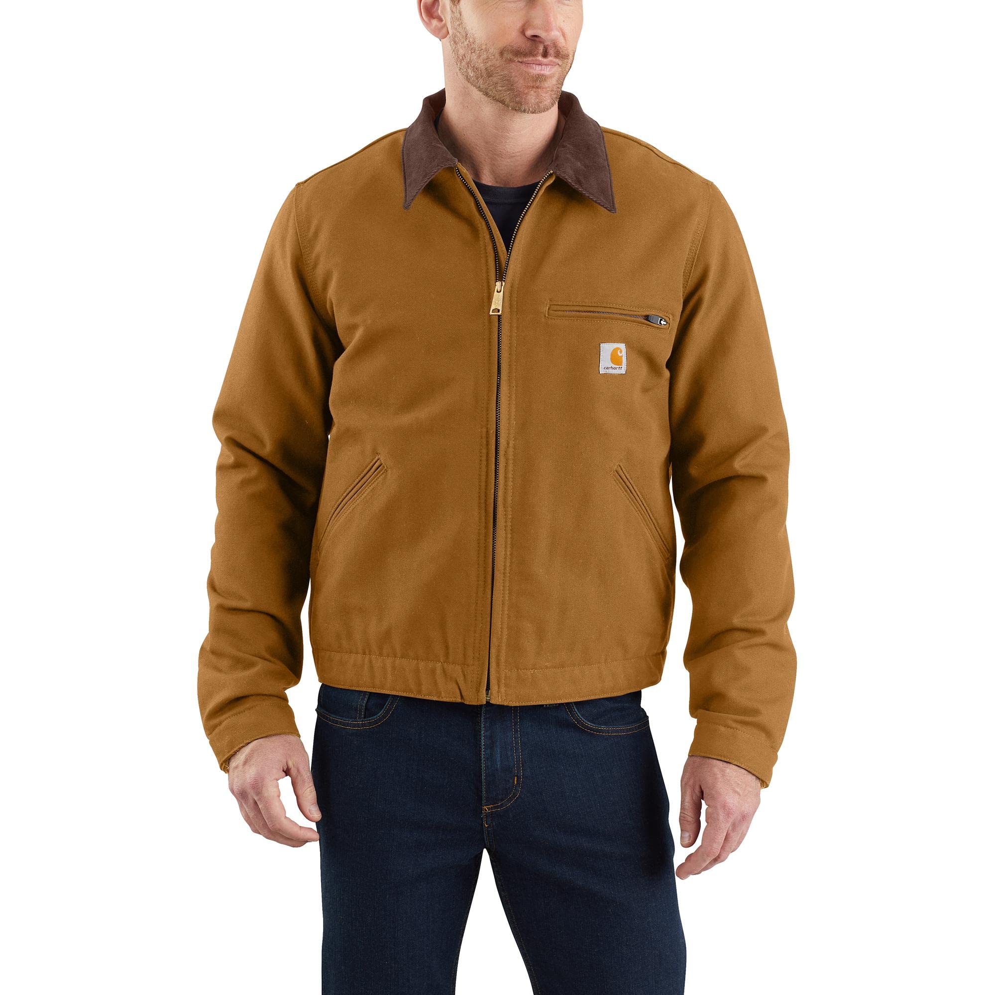 Carhartt Mens Relaxed Fit Duck Blanket-lined Detroit Jacket Work Utility Outerwear, Carhartt Brown, X-Large US