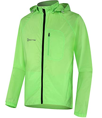 Outto Men's Hiking Jacket Rain Resistant Lightweight UV Protection Quick Drying Windproof Skin Coat(Small,007C Green)