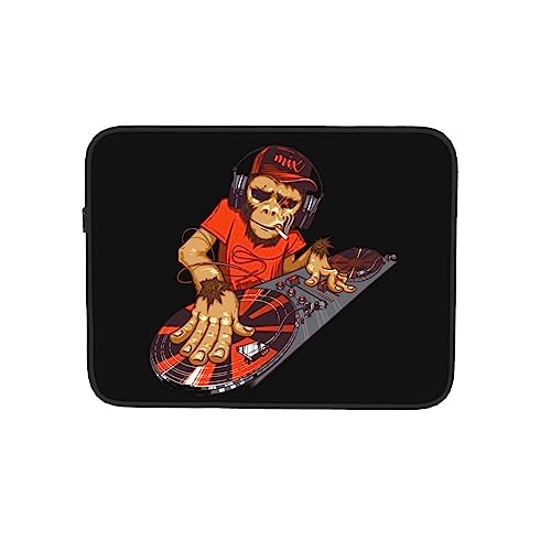 Monkey Scratching Record on Turntable 13 inch Portable Laptop Sleeve Compatible with MacBook Air Notebook Computer Case for Men Women College School Students