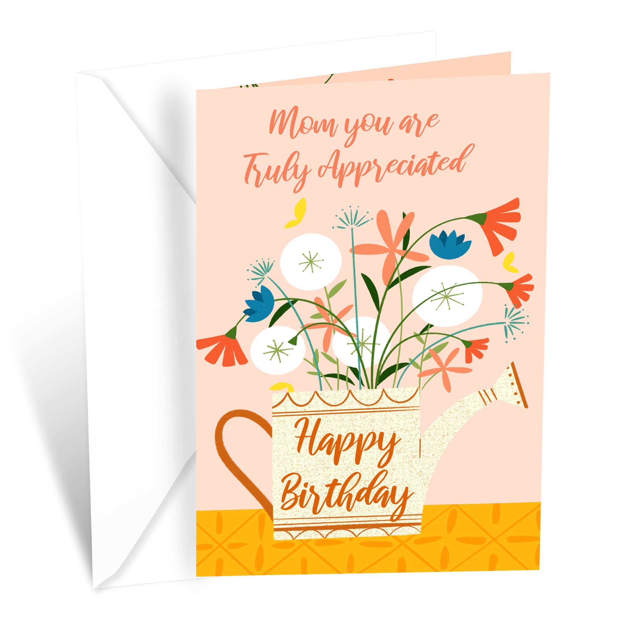 Prime Greetings Happy Birthday Card For Mom, Made in America, Eco-Friendly, Thick Card Stock with Premium Envelope 5in x 7.75in, Packaged in Protective Mailer