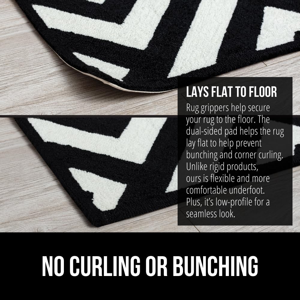 Gorilla Grip 8 Pack Rug Grippers, Corners and Sides, No Curl Corners or Side Bunch, Dual Sided Soft Flexible Pad Grips Floor Under Area Rugs Reusable Gripper Hold Carpet in Place Hardwood Floors Pads