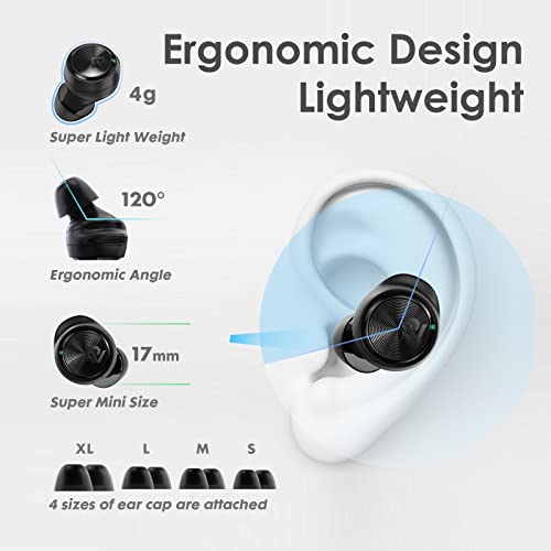 PALOVUE Wireless Earbuds, in-Ear Earphones with Bluetooth 5.3, Built-in Mic Headphones, Deep Bass Stereo, with Lightweight Compact Charging Case for Sport/Work Compatible with iPhone and Android