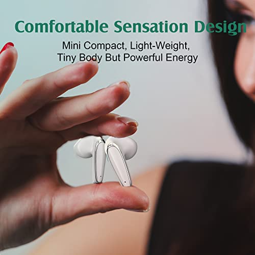 SHINDAY X18 Wireless TWS in-Ear 4 Microphones Stereo Earbuds Bluetooth Headphones Advanced Active Noise Cancellation Touch Control Compatible with Apple Andriod Microsoft Wireless Charging White