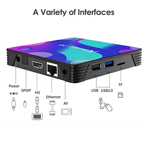 Android TV Box Android 11,4GB 128GB RK3318 4K TV Box,2.4G 5.8G WiFi Bluetooth 4.1 with Wireless Keyboard,4K Video TV Box (4GB 128GB)
