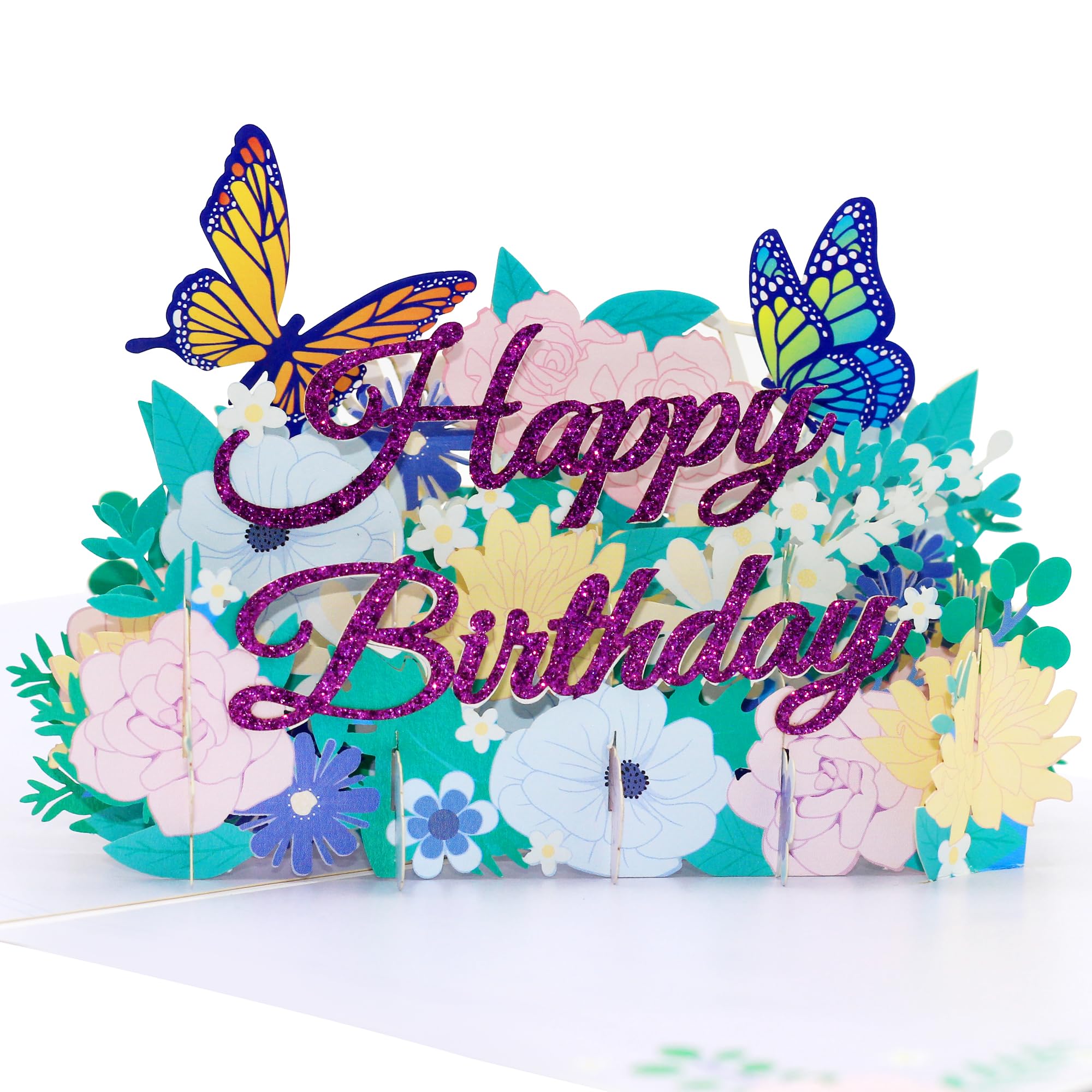 Butterfly Garden Birthday Card, Happy Birthday Pop Up Card, Flower Birthday Greeting Card For Mom Sister and Friend, 3D Birthday Card for Lovers, Kids, Girls, Teachers