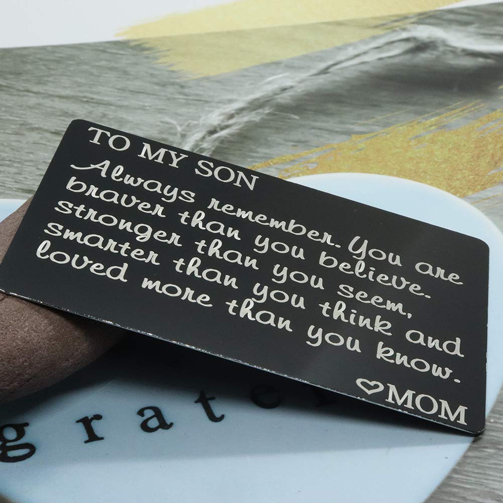 Jstud Inspiration Wallet Insert Cards Engraved You are Braver Stronger Metal Wallet Insert Birthday Gifts for Son from Mom