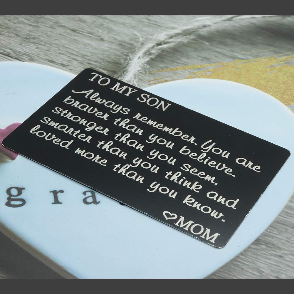 Jstud Inspiration Wallet Insert Cards Engraved You are Braver Stronger Metal Wallet Insert Birthday Gifts for Son from Mom