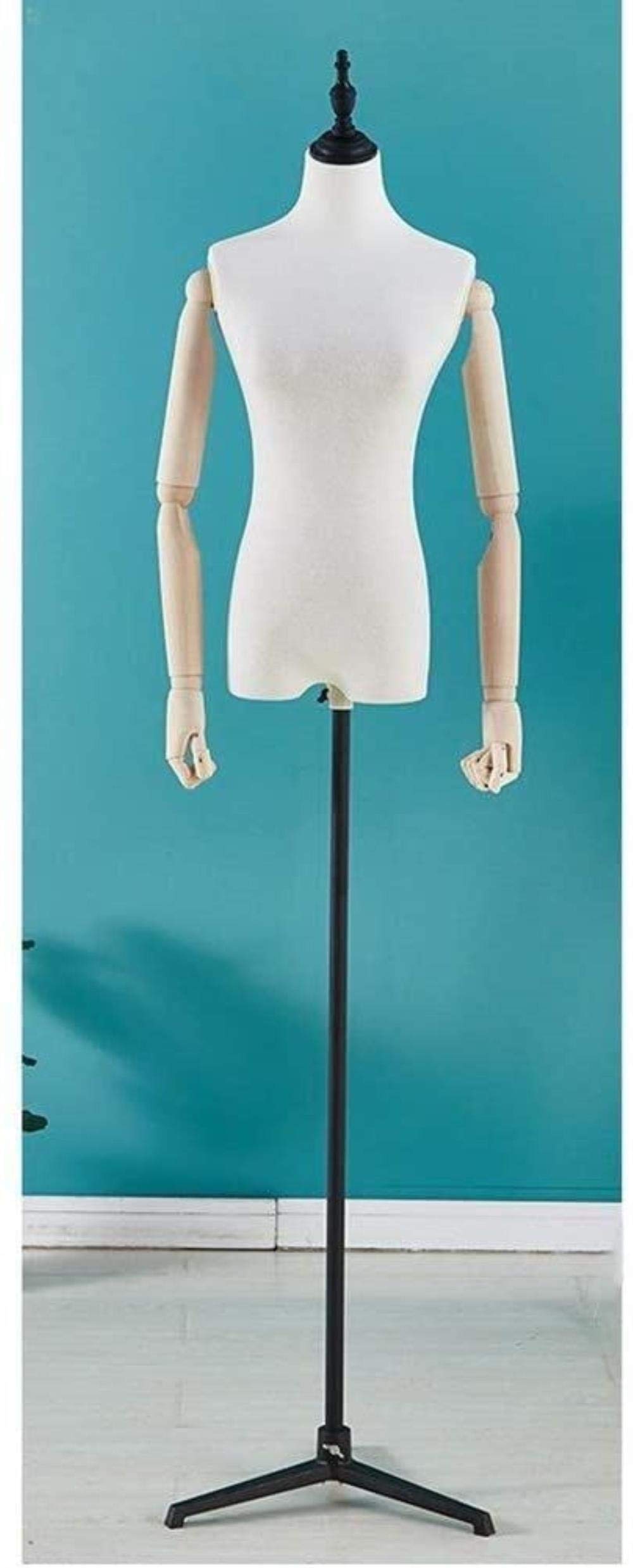 Mannequin Display Stand Female Mannequin Torso Mannequin Dress Form Shelf Grade, Wood Arm, Triangular Base ( Color : B ) (A )