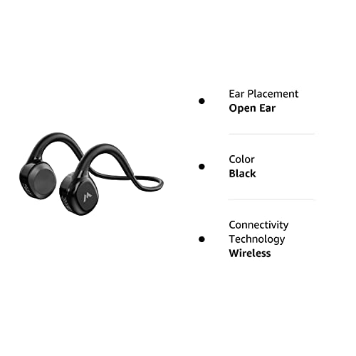 Wireless Bone Conduction Headphones Bluetooth 5.0 Open Ear Sports Headset with Mic Sweatproof for Running, Bicycling, Hiking (Black)