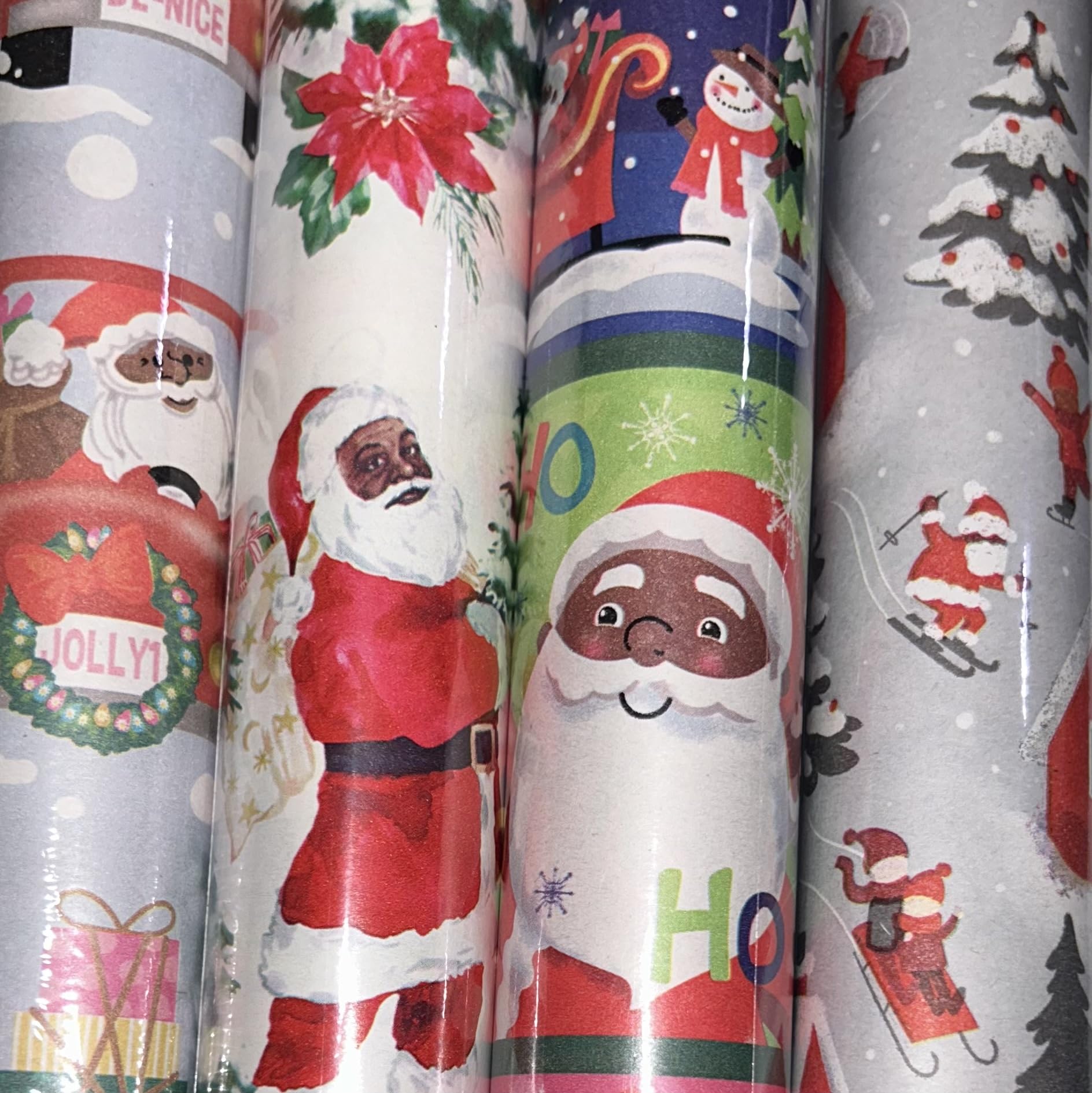 TDST 3 rolls of African-American Santa Wrapping Paper, 40-in. x 20-ft. Rolls