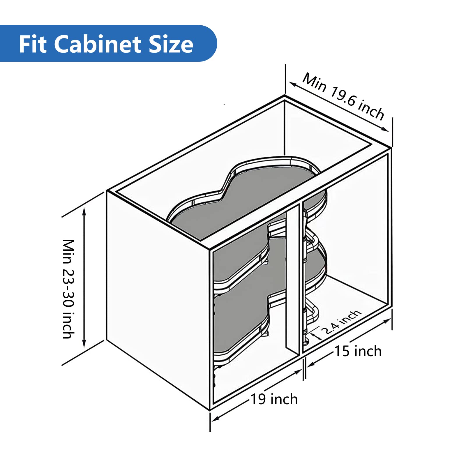 ROOMTEC Blind Corner Cabinet Pull Out Swing Left Shelves Kitchen Cabinet Organizer and Storage Corner Cabinet Organizer 2-Shelf Soft Close Lazy Susan Pantry Blind Pull Out Cabinet Organizer