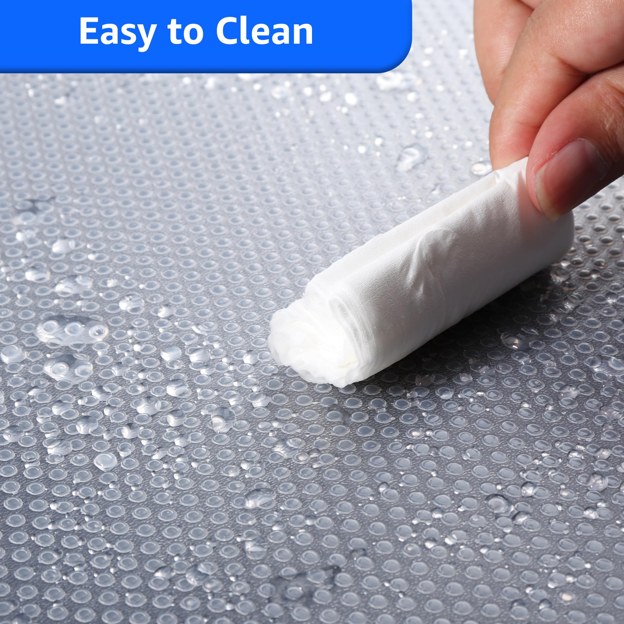 PABUSIOR Shelf Liners for Kitchen Cabinets - Waterproof Cabinet Liner Non-Adhesive, Clear Drawer Liner, Easy to Cut Refrigerator Liners for Shelves, Cupboard, Under Sink (17.7x96 inch)