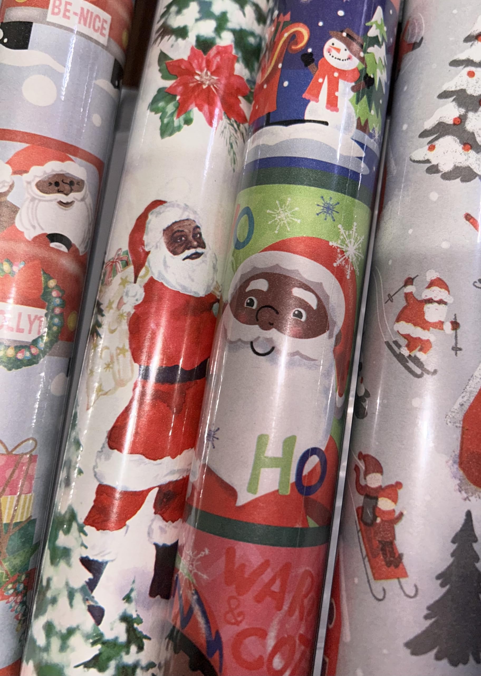 TDST 3 rolls of African-American Santa Wrapping Paper, 40-in. x 20-ft. Rolls