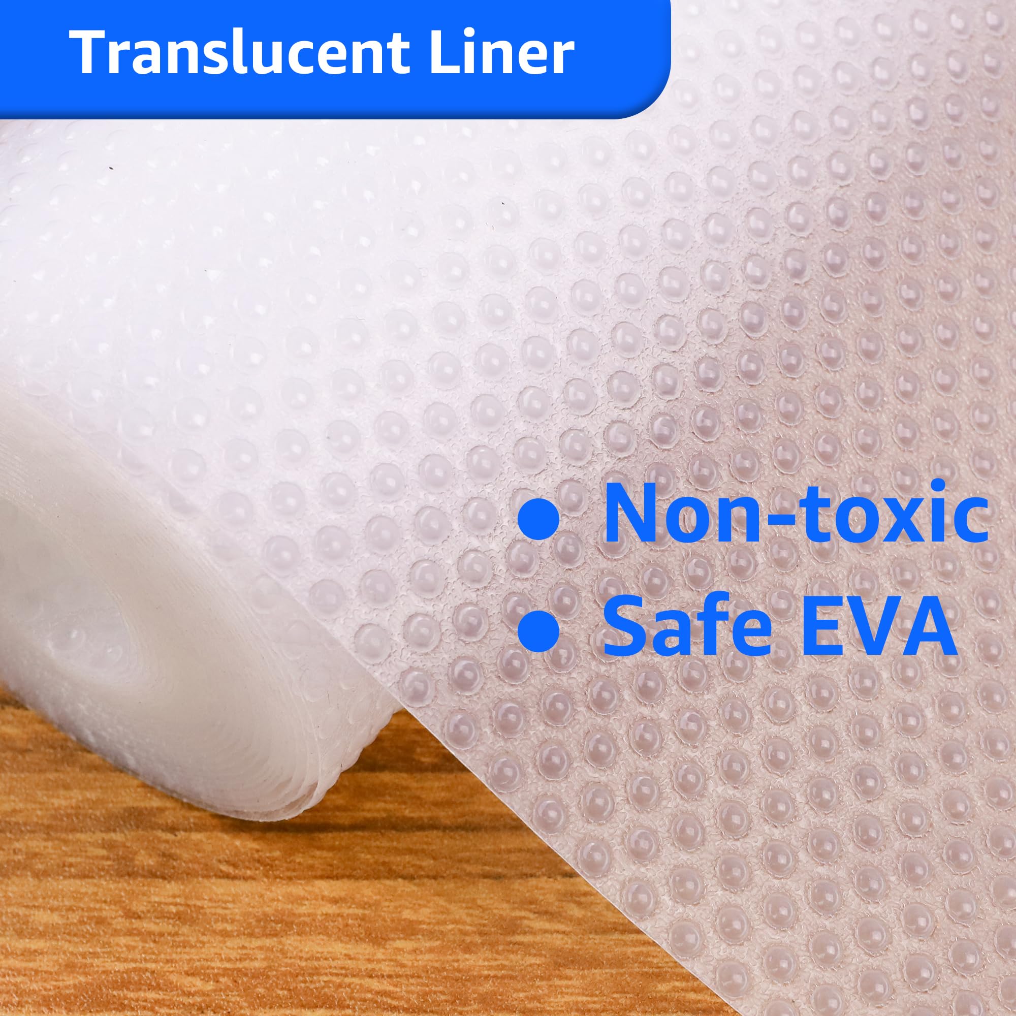 PABUSIOR Shelf Liners for Kitchen Cabinets - Waterproof Cabinet Liner Non-Adhesive, Clear Drawer Liner, Easy to Cut Refrigerator Liners for Shelves, Cupboard, Under Sink (17.7x96 inch)