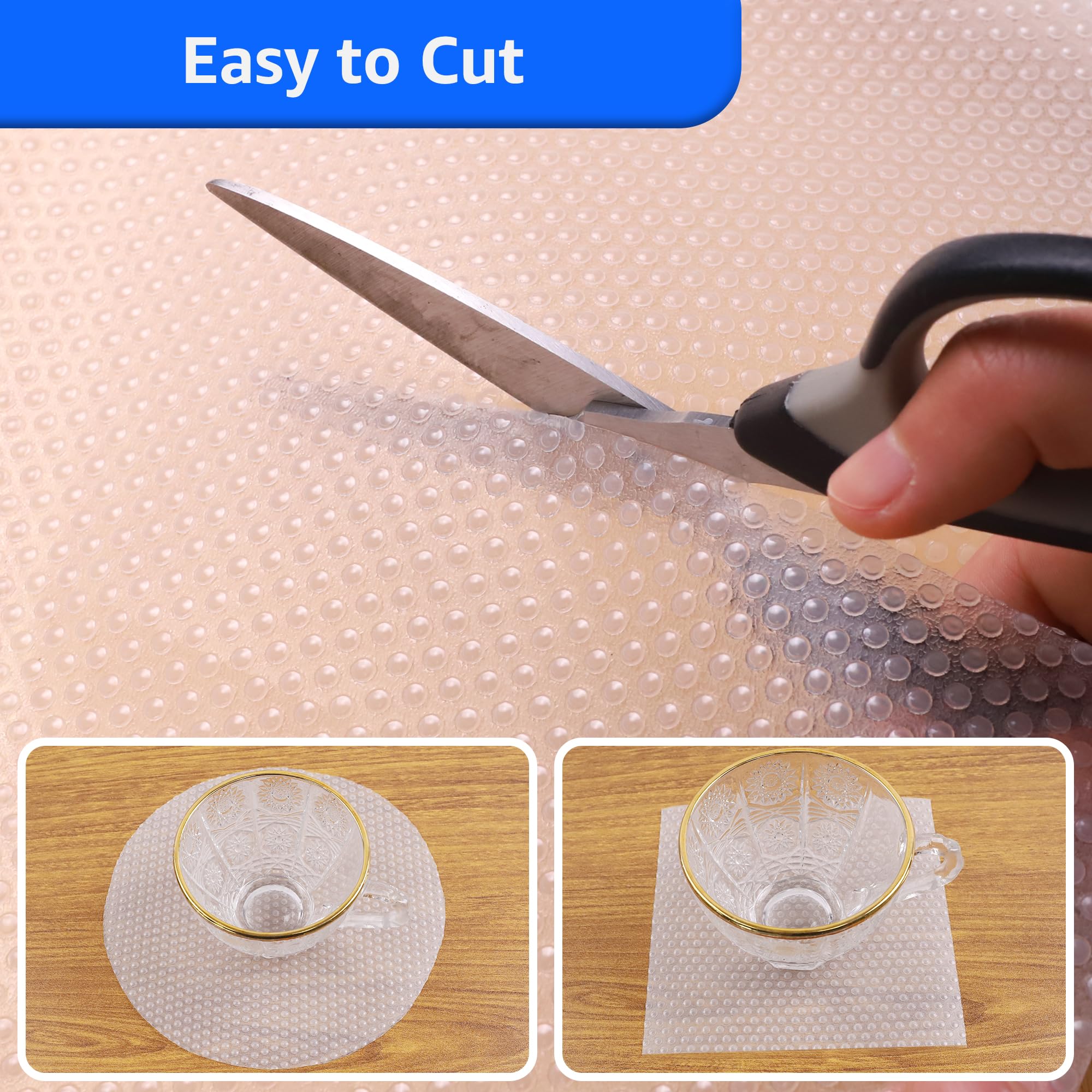 PABUSIOR Shelf Liners for Kitchen Cabinets - Waterproof Cabinet Liner Non-Adhesive, Clear Drawer Liner, Easy to Cut Refrigerator Liners for Shelves, Cupboard, Under Sink (17.7x96 inch)