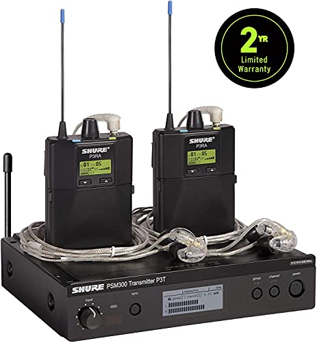 Shure PSM300 P3TRA215TWP Pro Wireless in-Ear Personal Monitor System with SE215-CL Earphones - Twinpack