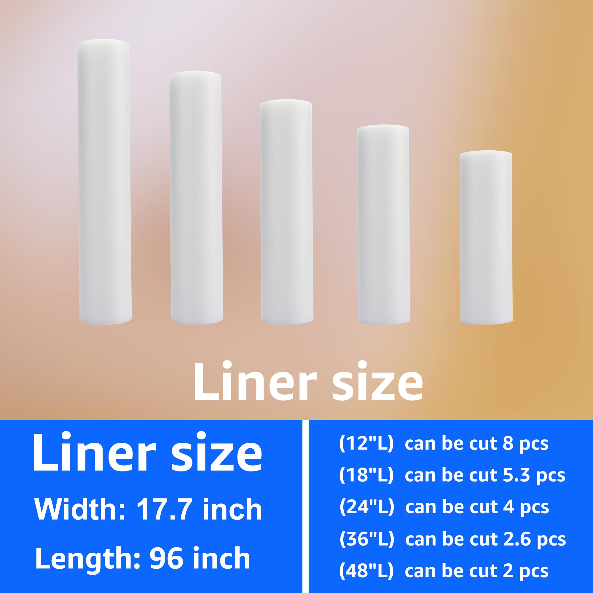 PABUSIOR Shelf Liners for Kitchen Cabinets - Waterproof Cabinet Liner Non-Adhesive, Clear Drawer Liner, Easy to Cut Refrigerator Liners for Shelves, Cupboard, Under Sink (17.7x96 inch)
