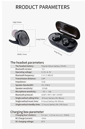 XINRUNE Wireless Earbuds Bluetooth 5.0, Wireless Headphones with Built-in Mic,Clear Call Bluetooth Earbuds with Charging Case, Stereo Wireless Earphones Black