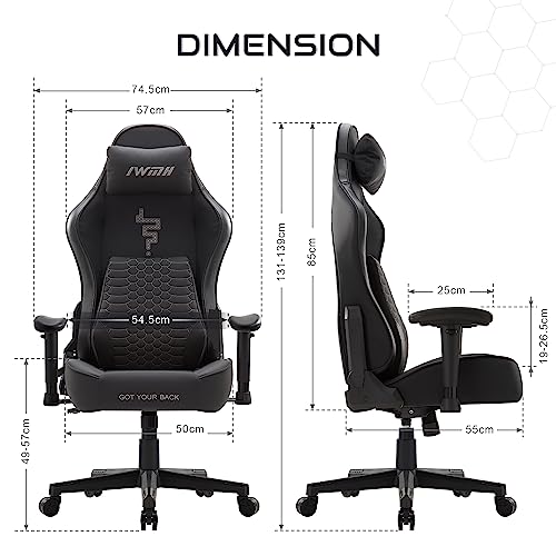 IWMH Office Chair for Adults, Ergonomic Computer Chair with Lumbar Support, High Back Executive Swivel Rolling Desk Chair, Height Adjustable (Black 1)
