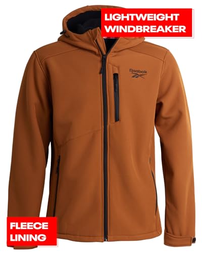 Reebok Men's Jacket - Weather Resistant Fleece Lined Softshell Jacket Coat - Lightweight Casual Coat for Men (M-XXL), Size Medium, Timber