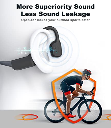 LAKKA Bone Conduction Headphones, Open-Ear Headphones Bluetooth 5.3 Sport Headset with Mic, IPX5 Waterproof Sweatproof Lightweight Wireless Earphone for Running Cycling Driving Workouts, with Earplugs