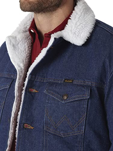 Wrangler Men's Style Cowboy Cut Western Lined Jacket, Denim/Sherpa, Medium