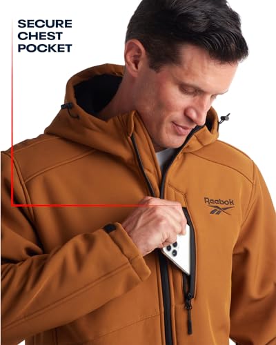 Reebok Men's Jacket - Weather Resistant Fleece Lined Softshell Jacket Coat - Lightweight Casual Coat for Men (M-XXL), Size Medium, Timber