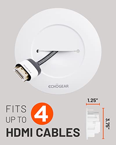 ECHOGEAR TV Cord Hider for Wall Mounted TV - White Cable Management Kit Hides TV Wires Behind The Wall- Includes 2 Pass Throughs, Locking Brackets, and Hole Saw Drill Attachment for Easy Install