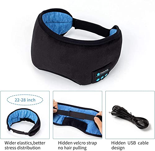 Sleep Headphones Bluetooth Eye Mask Sleeping Aid 3D Eye Cover for Stress Relief Wireless Headset Gray