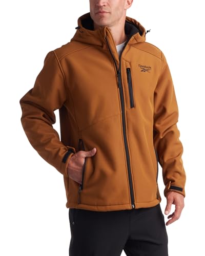 Reebok Men's Jacket - Weather Resistant Fleece Lined Softshell Jacket Coat - Lightweight Casual Coat for Men (M-XXL), Size Medium, Timber
