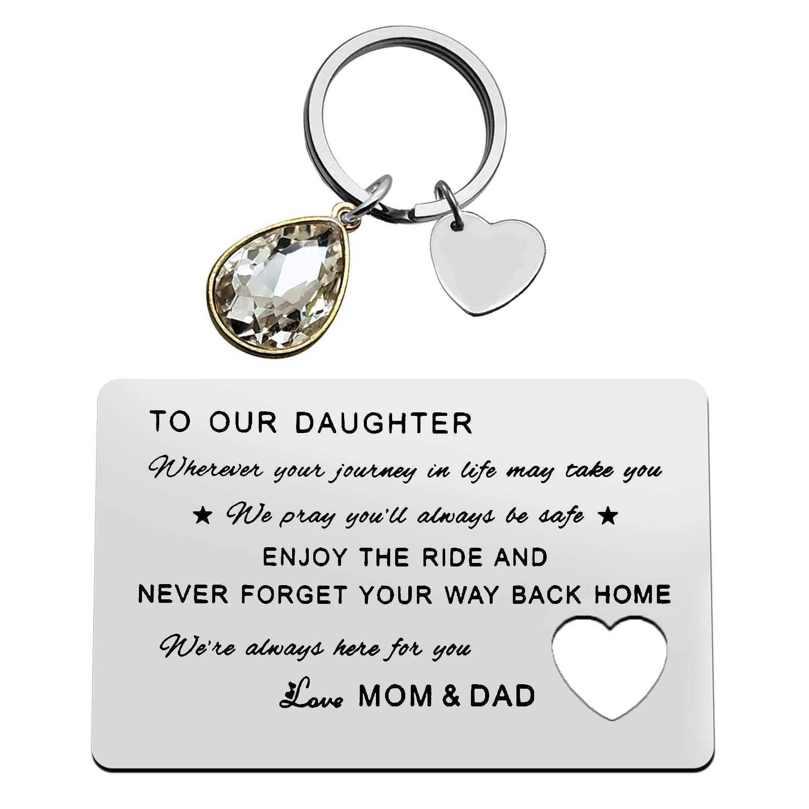 To Our Daughter Wallet Card Encouragement Gifts Inspirational Graduation Gift Enjoy The Ride Never Forget Way Back Home Metal Card Christmas Birthday Card Daughter Stepdaughter Gifts from Mom Dad