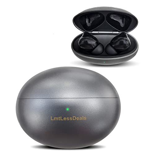 LmtLessDeals Wireless Earbuds Bluetooth Noise Cancelling in-Ear Headphones Waterproof Touch Control Built-in Microphone with Wireless Charging Case⌠(Silver)