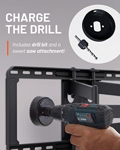 ECHOGEAR TV Cord Hider for Wall Mounted TV - White Cable Management Kit Hides TV Wires Behind The Wall- Includes 2 Pass Throughs, Locking Brackets, and Hole Saw Drill Attachment for Easy Install