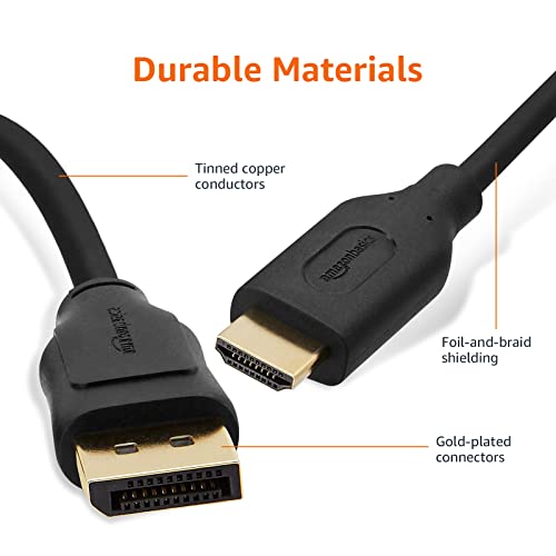 Amazon Basics Uni-Directional DisplayPort to HDMI Display Cable 4K@30Hz - 6 Feet