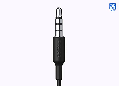 Philips A1105 in-Ear Sports Wired Headphones with Ear Hooks for Secure Fit, Deep bass, in-line Remote Control and Microphone, Sweat-Resistant, 3.5 mm Connector TAA1105BK