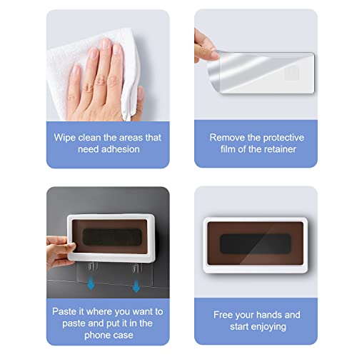 WTWEN Waterproof Wall Mount Shower Phone Holder Anti-Fog Touchable Phone Case, Hanging Phone Bxo Shelf for Bathroom Shower Kitchen Make up Compatible with Mobile Phones Under 6.8 inches. (White)