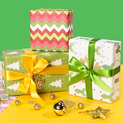 WRAPAHOLIC Wrapping Paper Sheet - Christmas Kraft Wrapping Paper - 1 Roll Contains 8 Sheets - 17.5 inch X 30 inch Per Sheet