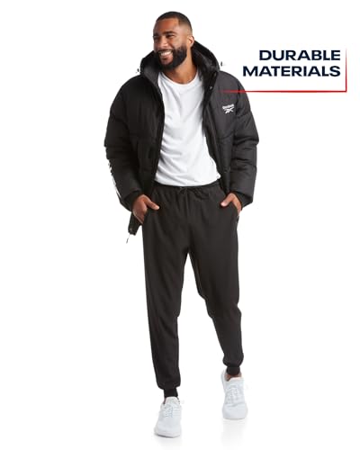 Reebok Men's Winter Jacket - Heavyweight Quilted Puffer Parka Coat - Weather Resistant Ski Jacket for Men (M-XXL), Size Medium, Black