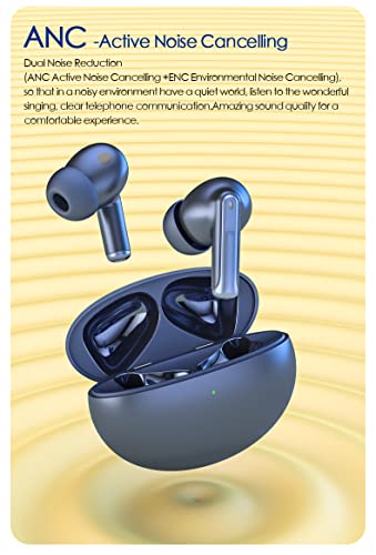 LmtLessDeals Wireless Earbuds Bluetooth Noise Cancelling in-Ear Headphones Waterproof Touch Control Built-in Microphone with Wireless Charging Case… (Silver)