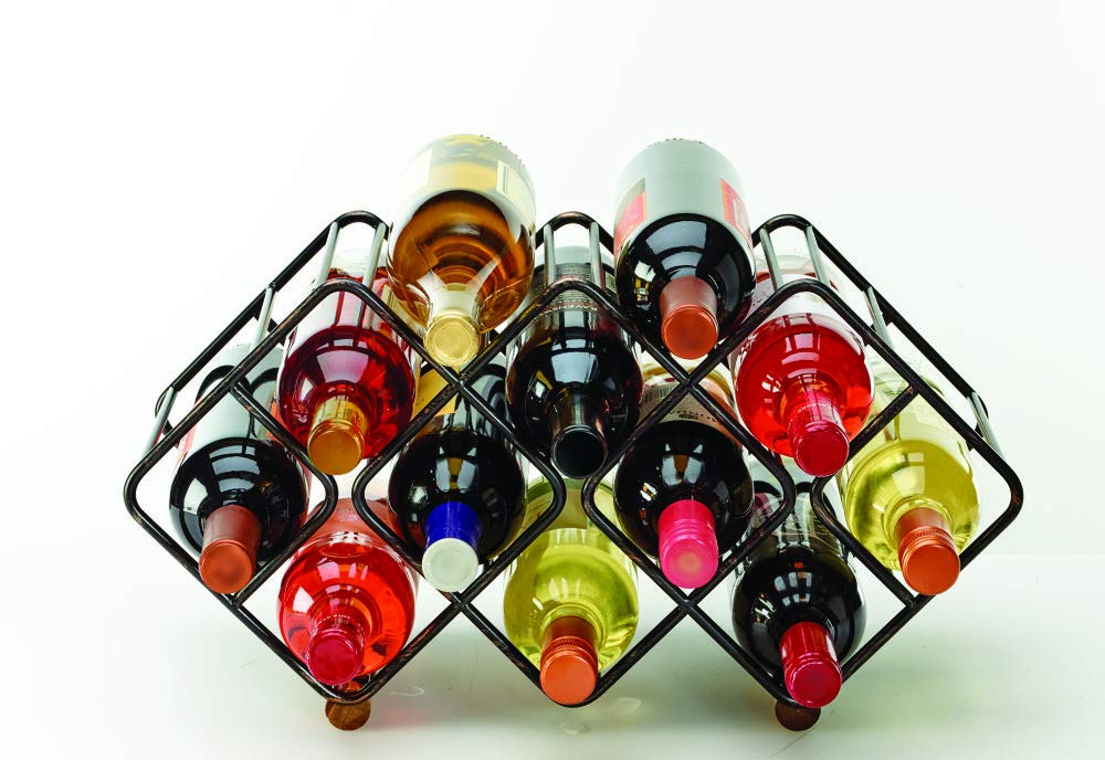 Gourmet Basics by Mikasa 12-Bottle Metal Stackable Wine Storage Rack, Antique Black