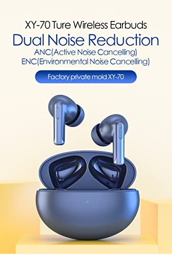 LmtLessDeals Wireless Earbuds Bluetooth Noise Cancelling in-Ear Headphones Waterproof Touch Control Built-in Microphone with Wireless Charging Case… (Silver)