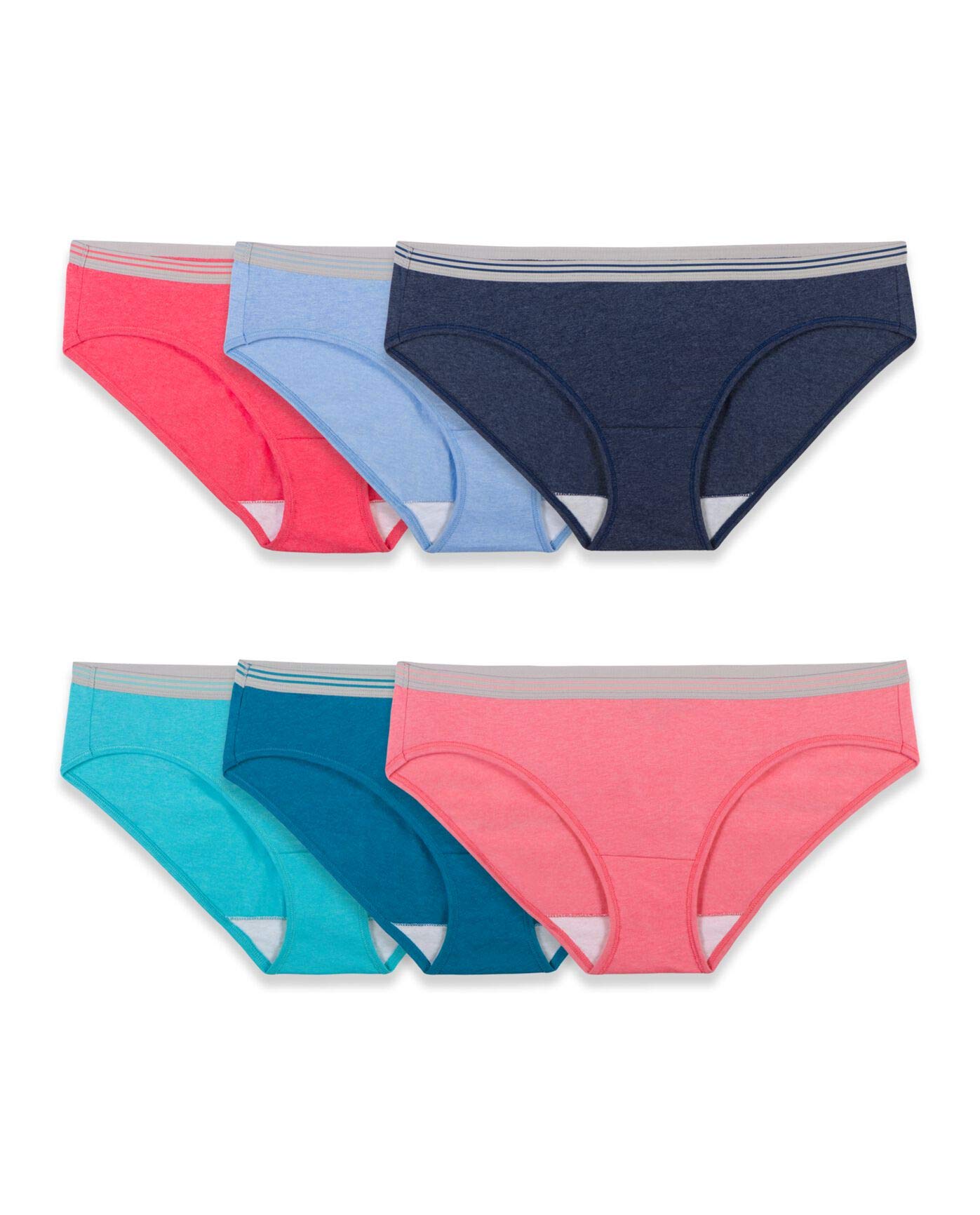 Fruit of the Loom Women's 6 Pack Heather Low-Rise Hipster Panties, Assorted, 8