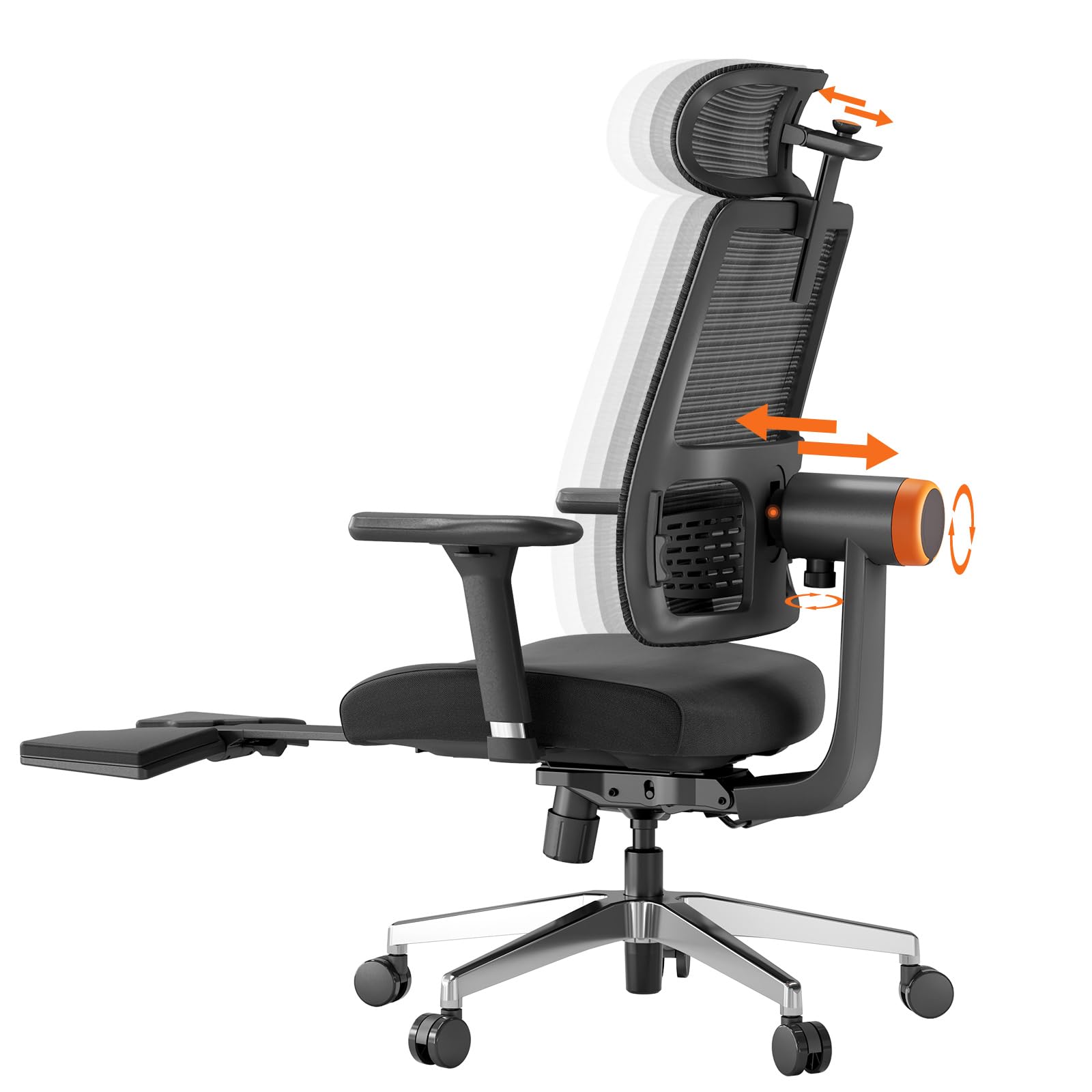 Newtral Ergonomic Chair with Footrest - High Back Desk Chair with Ultra Adaptive Lumbar Support & Auto-Following Headrest, 4D Armrest, Adjustable Seat Depth & Height, Home Office